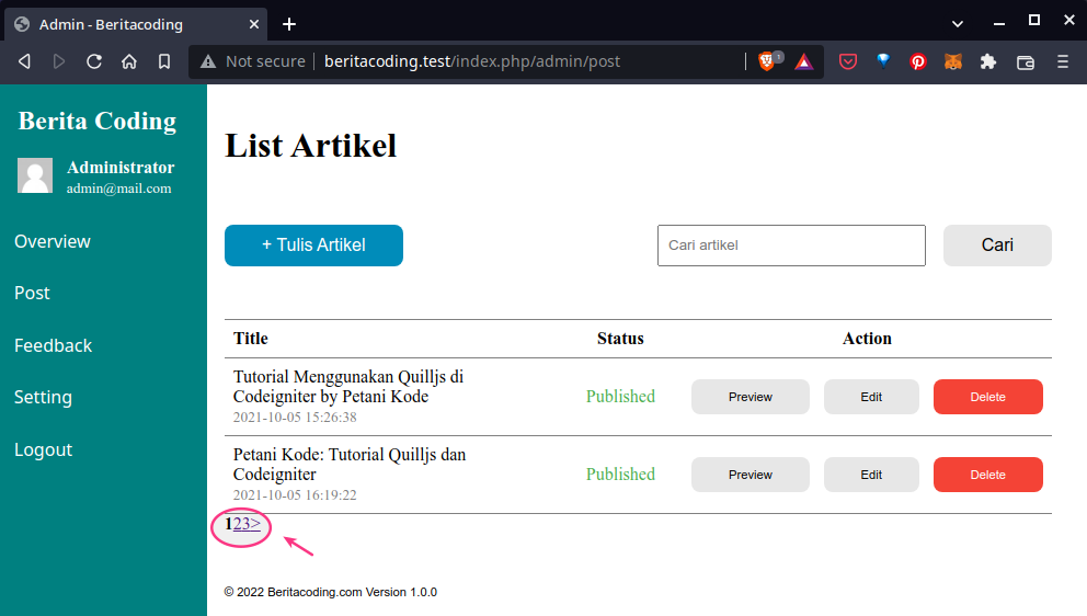 Tutorial Codeigniter #14: Membuat Fitur Pagination Tutorial Codeigniter #14: Membuat Fitur Pagination