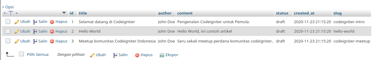 Tutorial Codeigniter 4: Migrasi Database