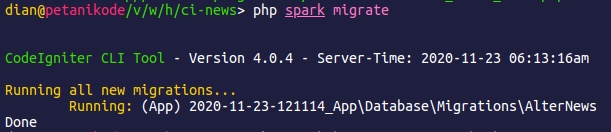Tutorial Codeigniter 4: Migrasi Database