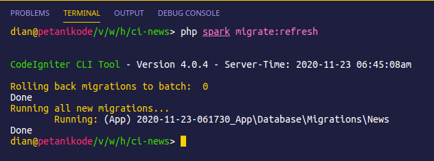Tutorial Codeigniter 4: Migrasi Database