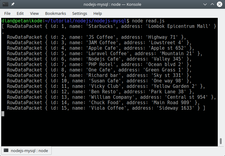 Belajar Nodejs #11: Cara Menggunakan Database MySQL pada Nodejs Belajar Nodejs #11: Cara Menggunakan Database MySQL pada Nodejs
