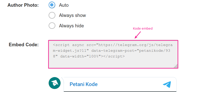 Cara Embed Pesan dari Telegram ke Blog dan Web